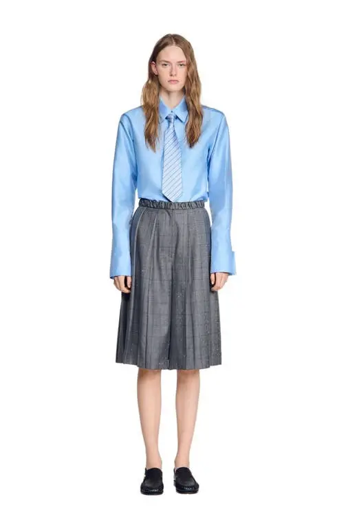 Sandro Check Wool Shorts