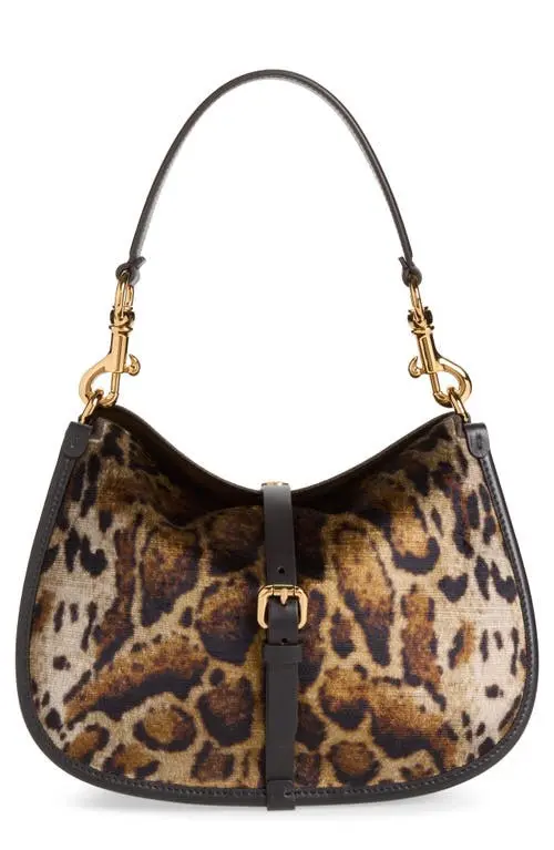 Etro Animal Print Velvet Shoulder Bag - Print On Beige Base