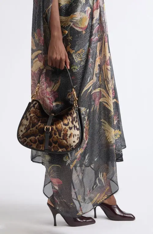 Etro Animal Print Velvet Shoulder Bag - Print On Beige Base
