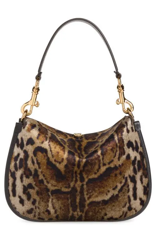 Etro Animal Print Velvet Shoulder Bag - Print On Beige Base