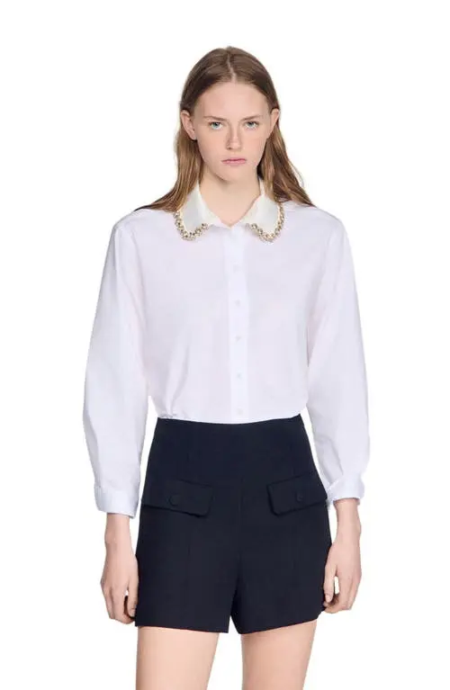 Sandro Jewel Collar Shirt