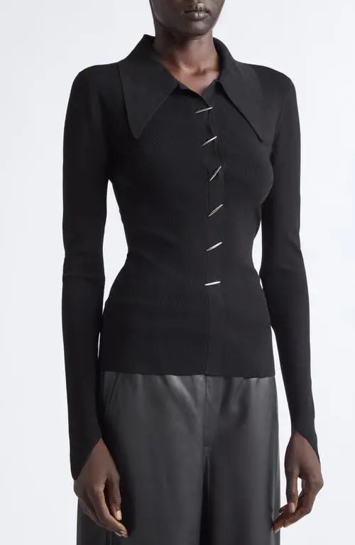 GRACE LING Angular Ribbed Cardigan