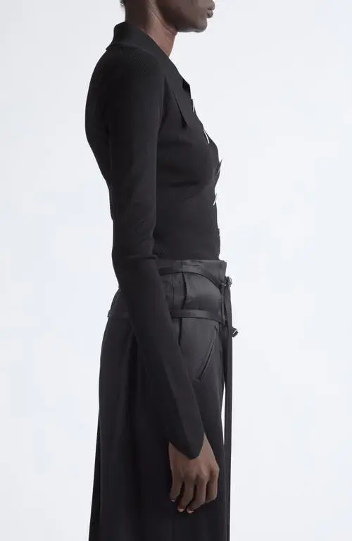 GRACE LING Angular Ribbed Cardigan
