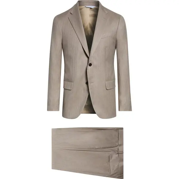 Boglioli Herringbone Stretch Virgin Wool Suit