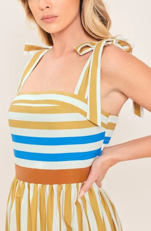 FLYING TOMATO Stripe Tiered Cotton Maxi Sundress