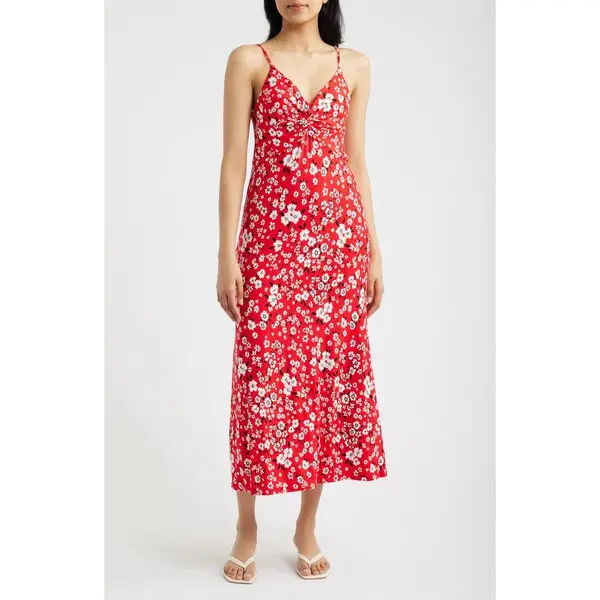 Loveappella Strappy Twist Floral Midi Dress