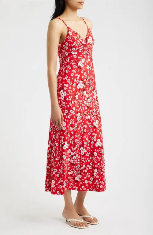 Loveappella Strappy Twist Floral Midi Dress