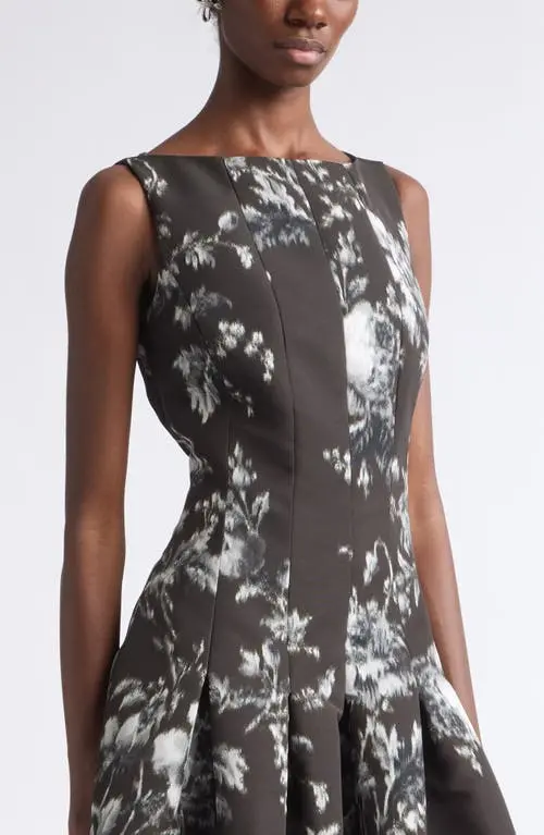 Oscar De La Renta Sleeveless Peony Print Gown