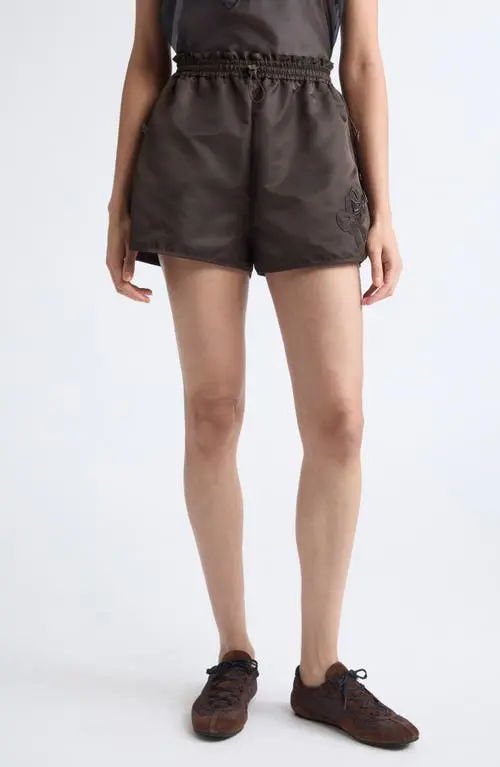 Cecilie Bahnsen Colette Nylon Shorts With Embroidered Bow Detail - Brown