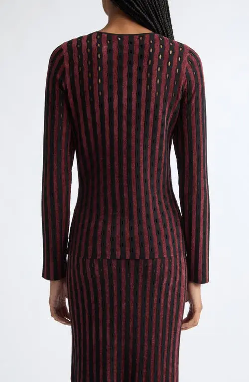 ZANKOV Striped Perforated Crewneck Sweater