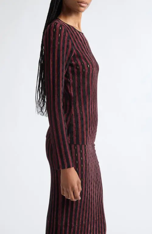 ZANKOV Striped Perforated Crewneck Sweater