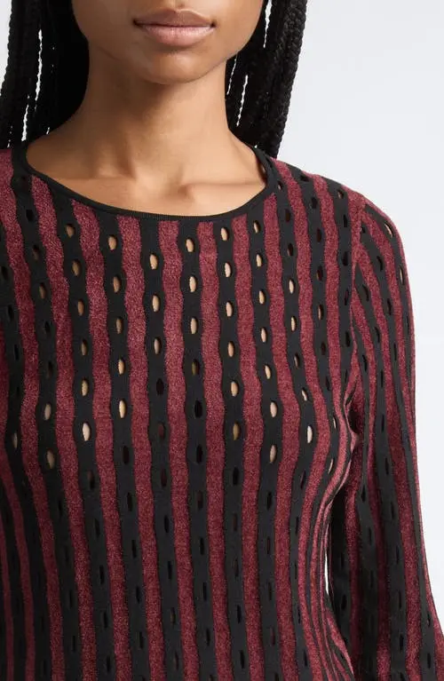 ZANKOV Striped Perforated Crewneck Sweater