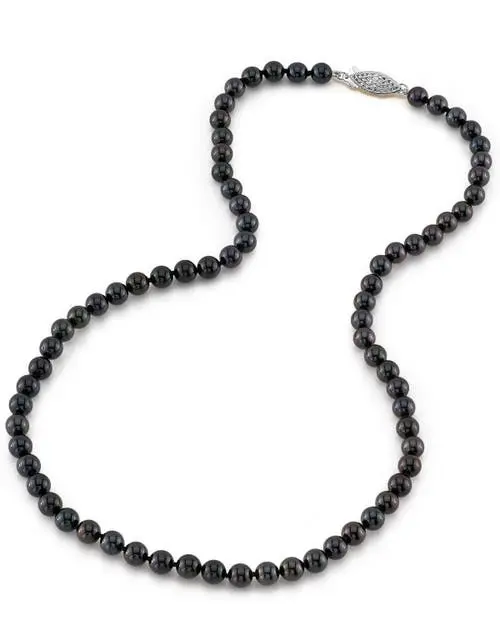 The Pearl Source Black Akoya Pearl Necklace - Black Pearls