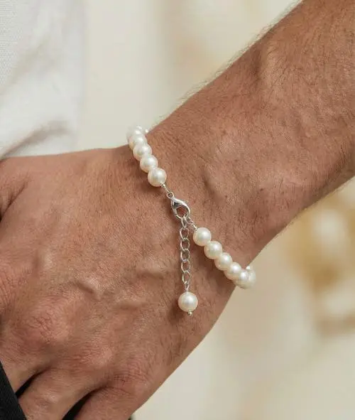 The Pearl Source 7.5-8.5mm White Freshwater Pearl Bracelet