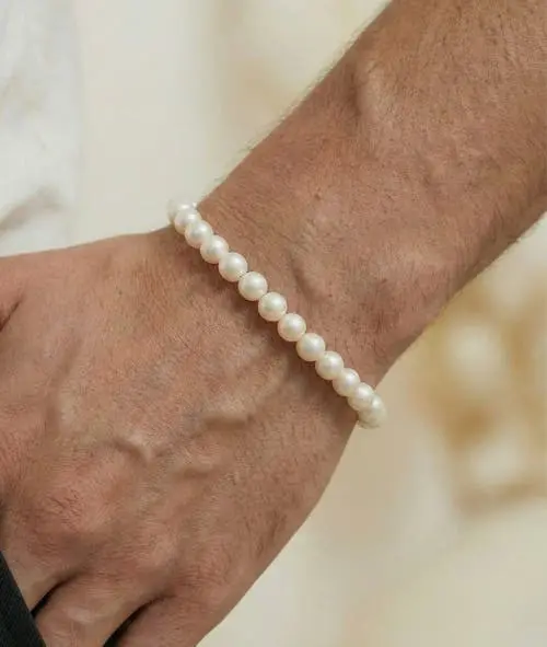The Pearl Source 7.5-8.5mm White Freshwater Pearl Bracelet