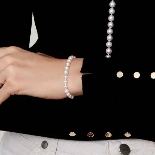 The Pearl Source 5.5-6.0mm Akoya Pearl Bracelet With Sterling Silver Clasp