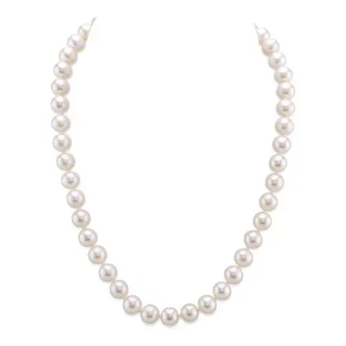 The Pearl Source 7.5-8.5mm White Freshwater Pearl Necklace - White Pearls