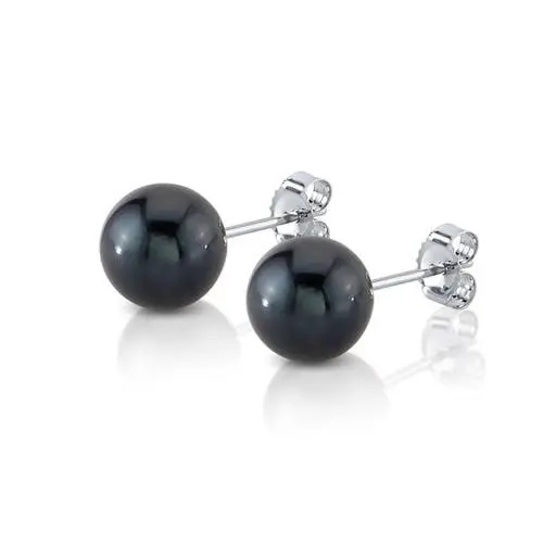 The Pearl Source Black Akoya Pearl Stud Earrings - White Gold
