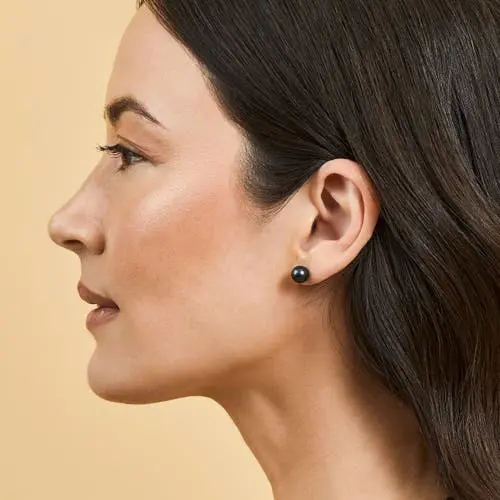 The Pearl Source Black Akoya Pearl Stud Earrings - White Gold
