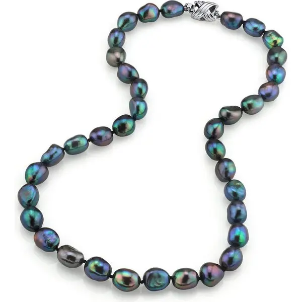 The Pearl Source Black Freshwater Baroque Pearl Necklace - Black Pearls