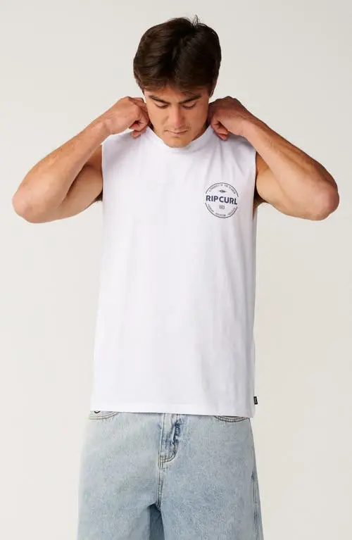 Rip Curl Staple Cotton Graphic Muscle T-shirt - White