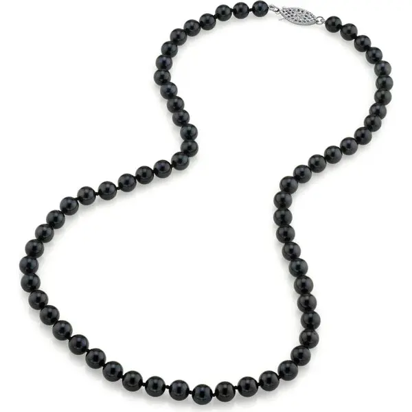 The Pearl Source Black Akoya Pearl Necklace - Black Pearls