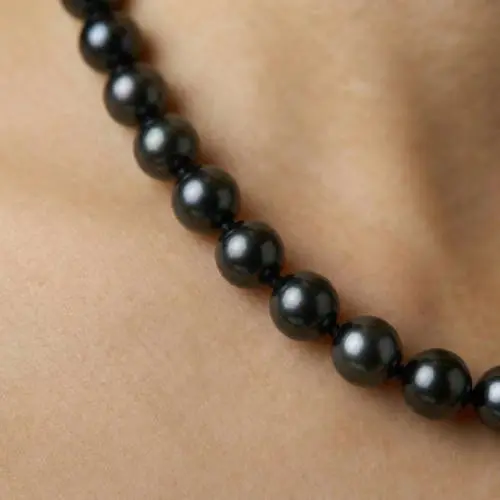 The Pearl Source Black Akoya Pearl Necklace