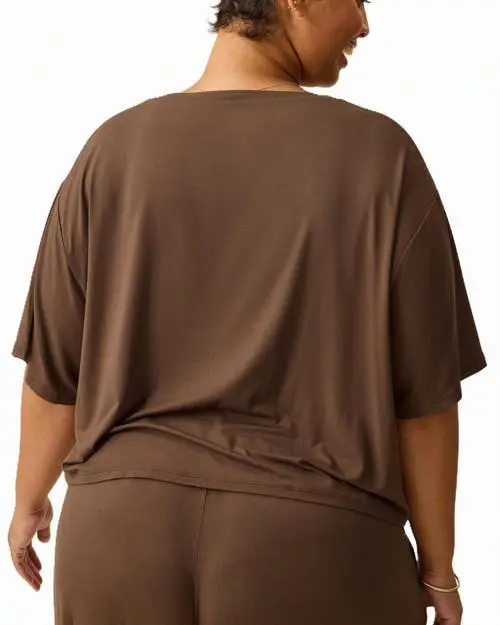 KINDRED BRAVELY Aria Casual Cropped Short Sleeve Top - Chocolate