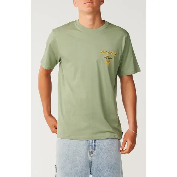 Rip Curl Fade Out Icon Cotton Graphic T-shirt - Sage