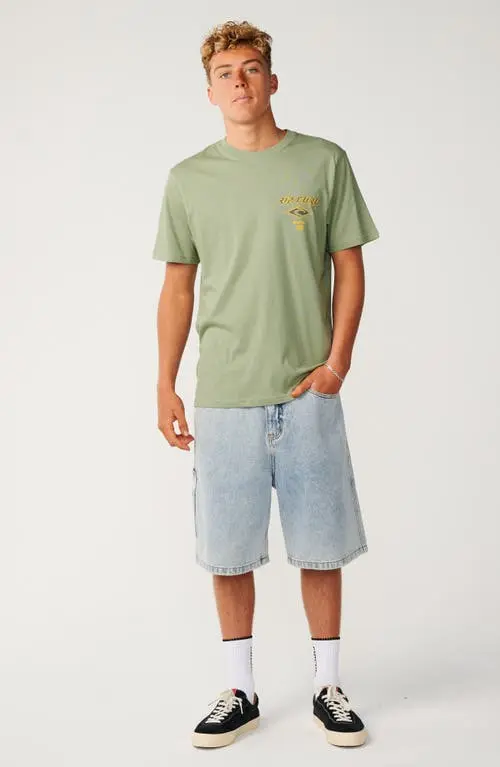 Rip Curl Fade Out Icon Cotton Graphic T-shirt - Sage