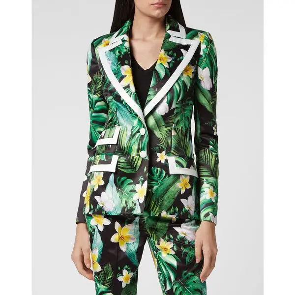 Philipp Plein Hawaii Floral Print Duchess Satin Blazer