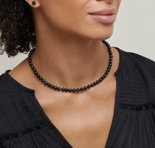 The Pearl Source Japanese Akoya Black Pearl Necklace