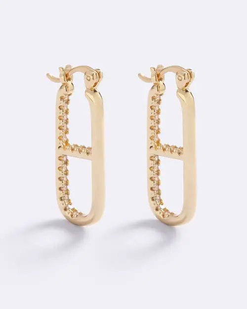 EMMA PILLS Original Enamel Crystal Drop Hoop Earrings - Gold