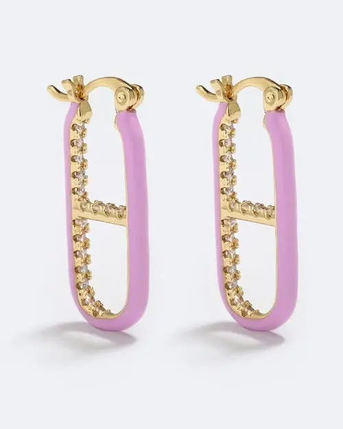 EMMA PILLS Original Enamel Crystal Drop Hoop Earrings - Pirouette