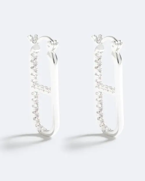 EMMA PILLS Original Enamel Crystal Drop Hoop Earrings - Silver
