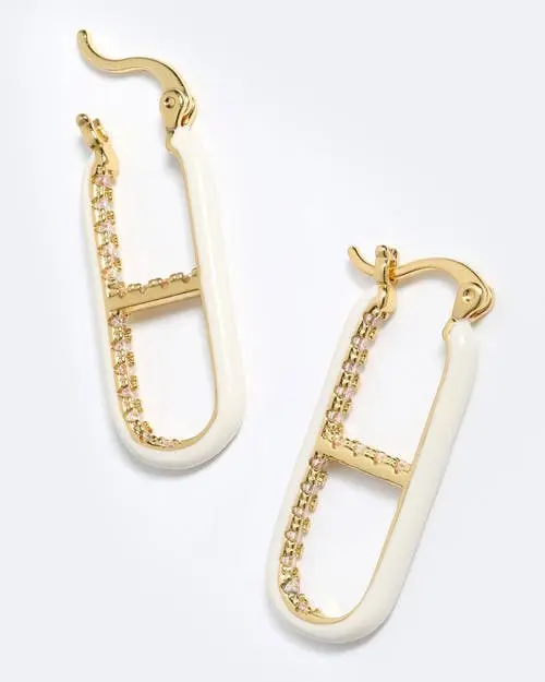 EMMA PILLS Original Enamel Crystal Drop Hoop Earrings - Sky