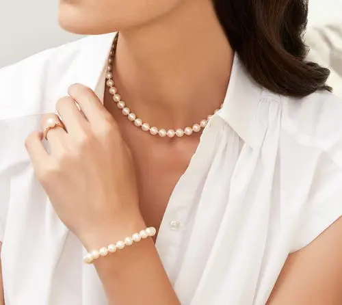 The Pearl Source 6.5-7.0mm White Freshwater Pearl Bracelet, Aaaa Quality