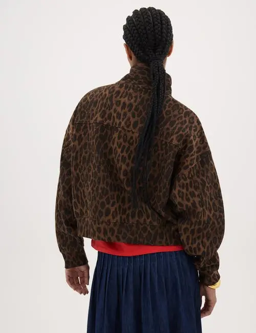 HUSH Hendrix Half Placket Sweatshirt - Brushed Leopard Brown