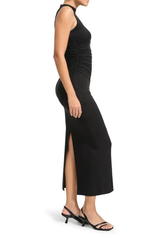 MARCELLA Sleeveless Mock Neck Ruched Maxi Dress