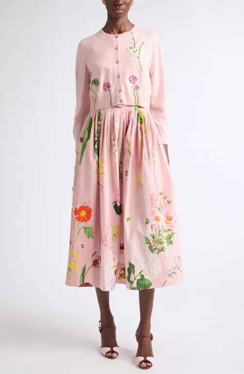 Oscar De La Renta Embroidered Wool Cardigan