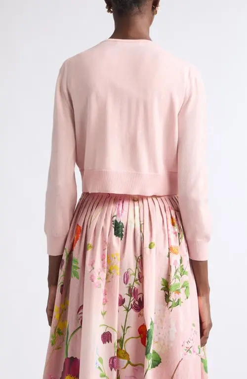 Oscar De La Renta Embroidered Wool Cardigan