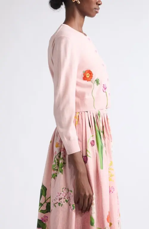 Oscar De La Renta Embroidered Wool Cardigan