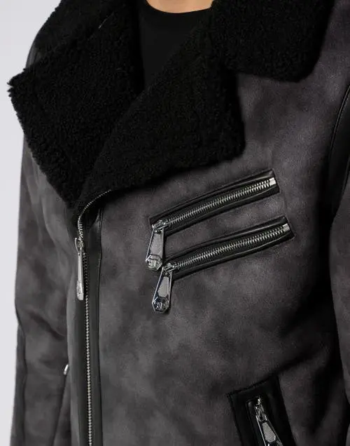 Philipp Plein Eco Shearling Zip-up Jacket - Black