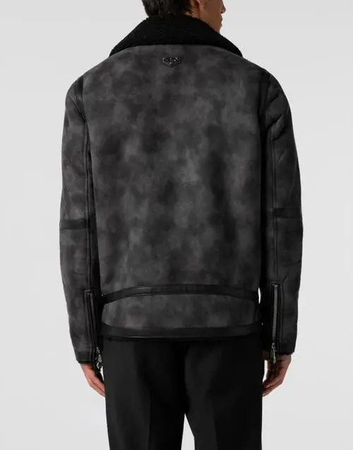 Philipp Plein Eco Shearling Zip-up Jacket - Black