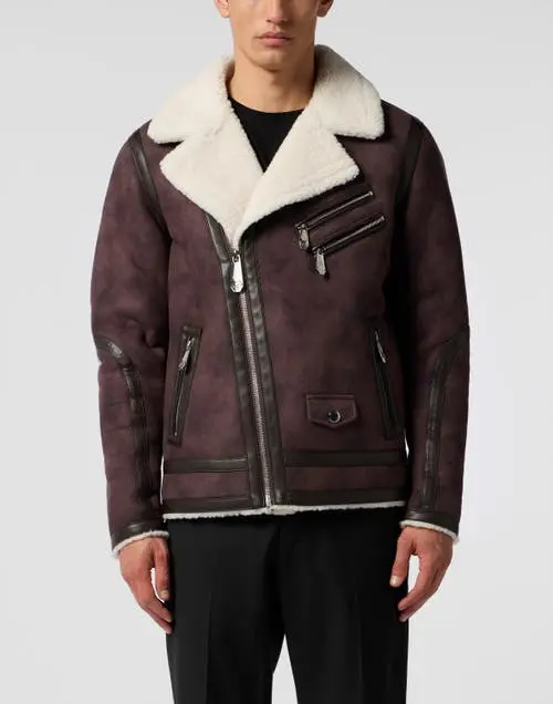 Philipp Plein Eco Shearling Zip-up Jacket - Brown