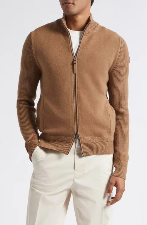 Moncler Wool & Cashmere Zip Cardigan - Teak