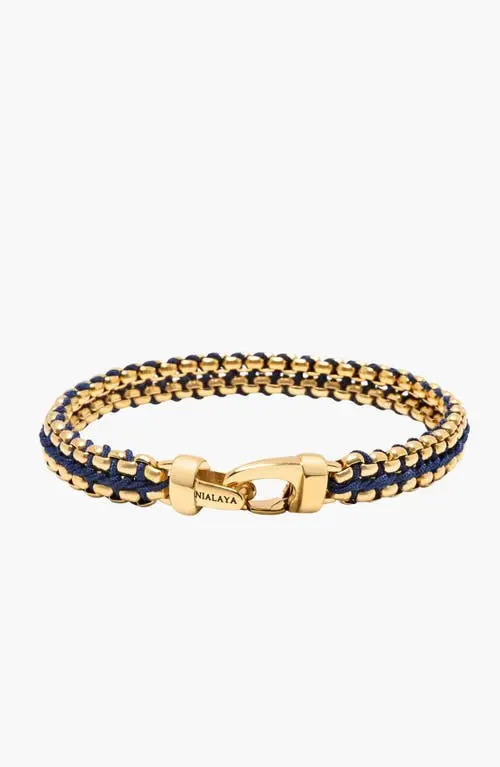 NIALAYA JEWELRY Navy Woven Box Chain Bracelet In Gold