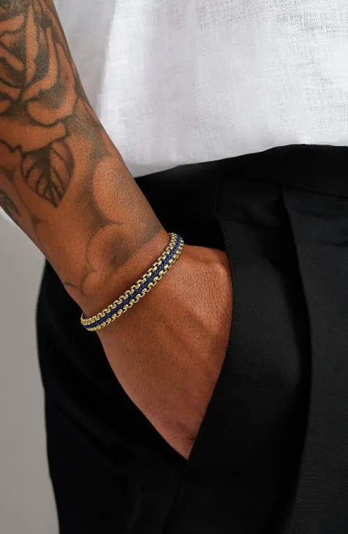 NIALAYA JEWELRY Navy Woven Box Chain Bracelet In Gold