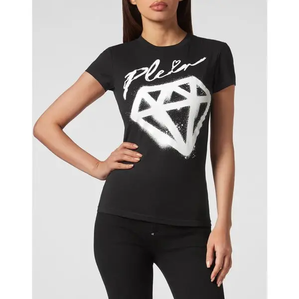 Philipp Plein Cotton Jersey T-shirt With Spray Print - Black