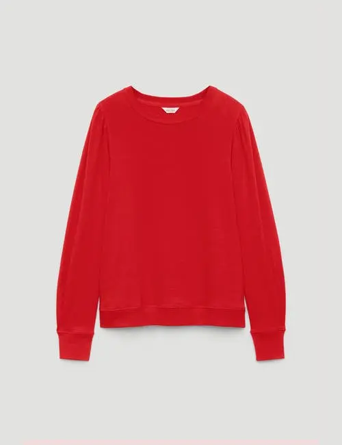 HUSH Emily Puff Sleeve Relaxed Top - True Red
